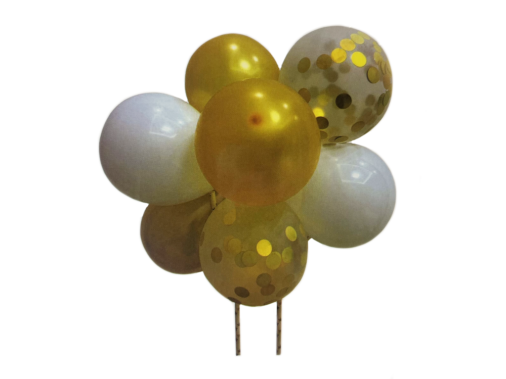 Balony urodzinowe na tort - złoty mix, 13 elementów
