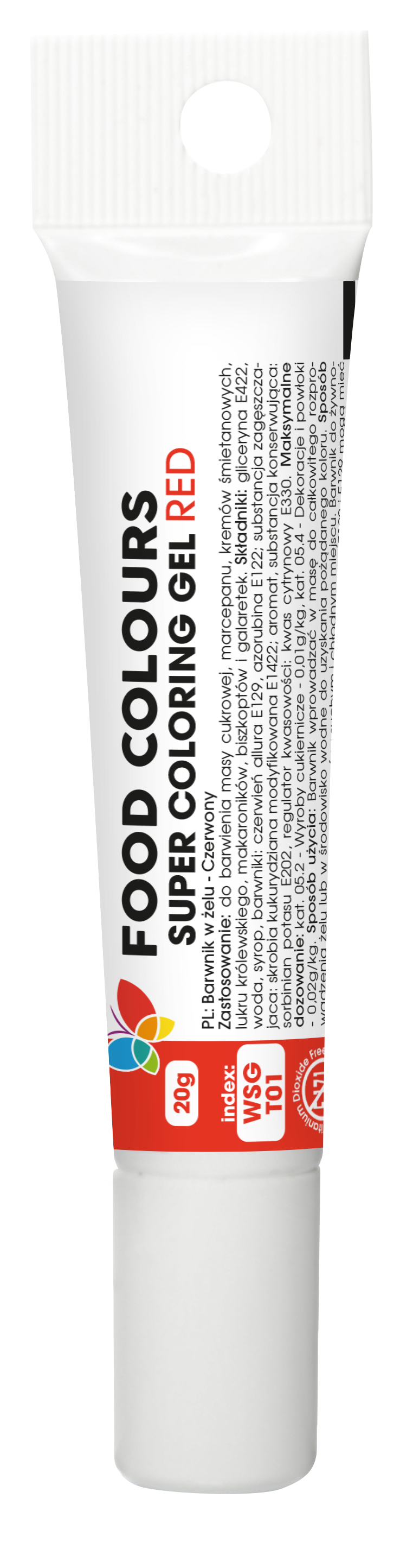 Barwnik spożywczy w żelu w tubce - Food Colours - czerwony, 20 g