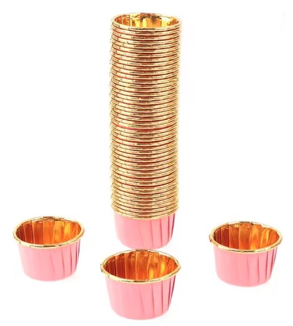 Papilotki na muffinki - różowo-złote, 50 x 40 mm, 100 szt. Papilotki na muffinki - różowo-złote, 50 x 40 mm, 100 szt.